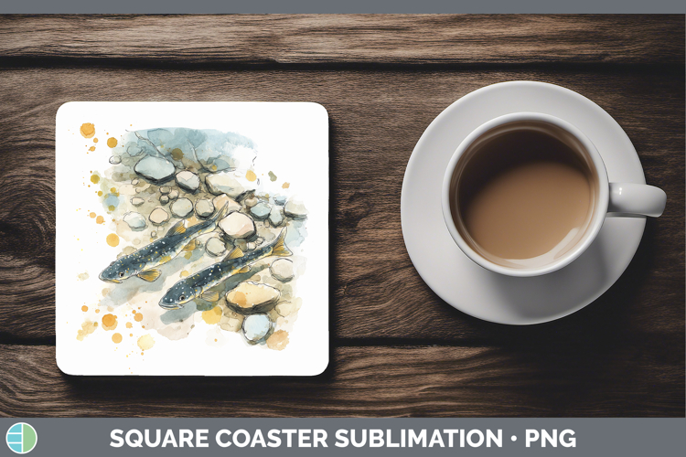 Channel Catfish Lake Fish Sketch Square Coaster Sublimation