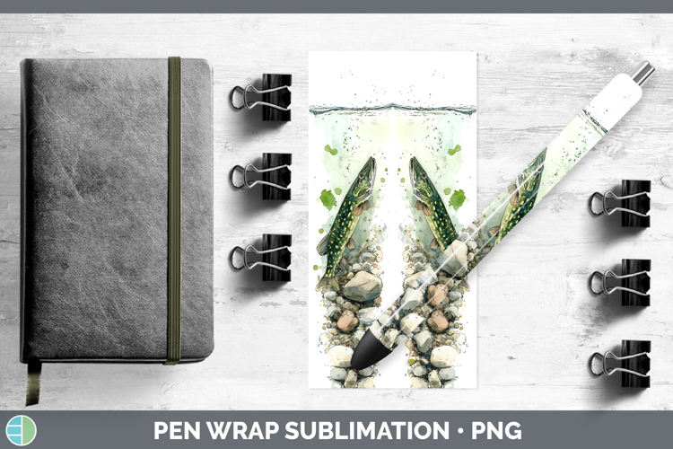 Muskellunge Lake Fish Sketch Pen Wrap Sublimation Design