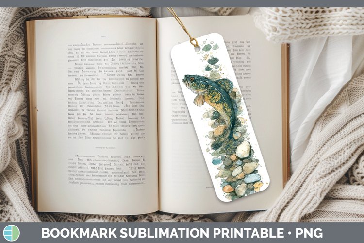 Walleye Lake Fish Sketch Bookmark Sublimation Design