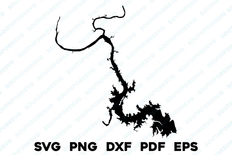 Lake Lyndon B Johnson Texas Map Silhouette Shape Design