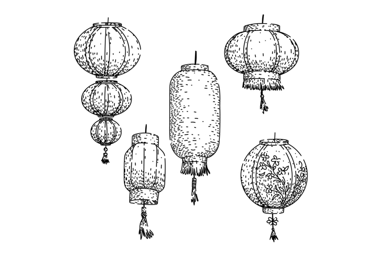 Chinese lantern drawing collection showing asian culture