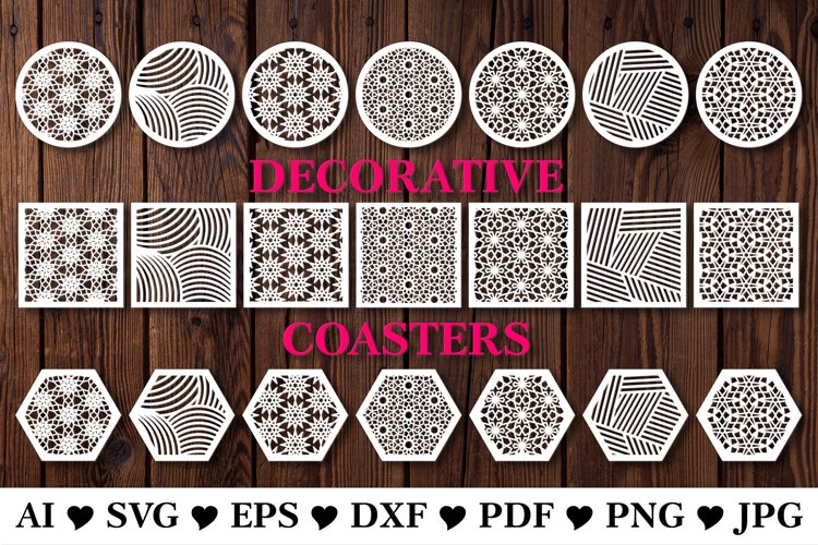 Coasters SVG Bundle. Square Coasters Designs. Laser Coasters