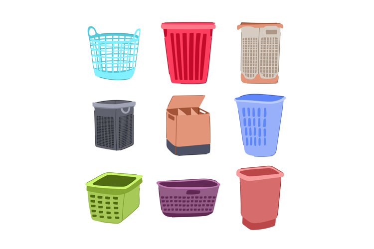 laundry basket plastic set cartoon (6566632)