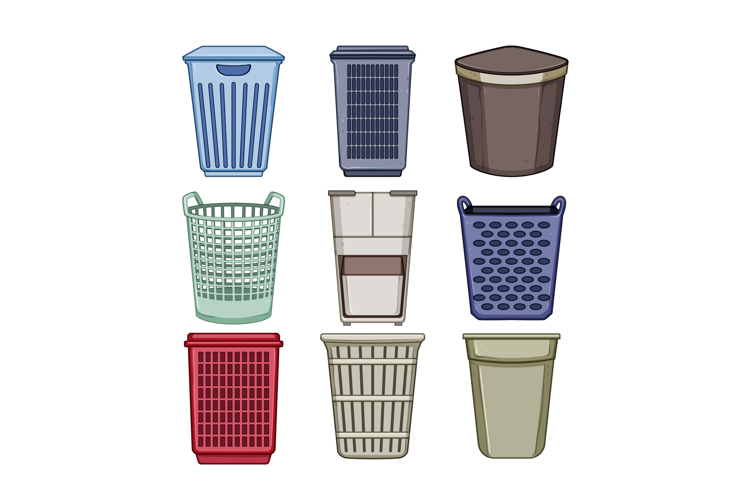 laundry basket plastic set cartoon (6566629)
