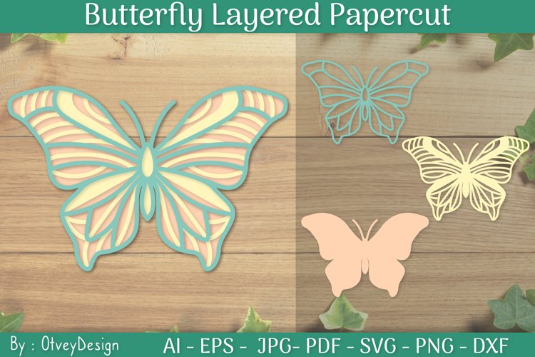 Layered Papercut Butterfly | 3D Butterfly SVG | (2574998)