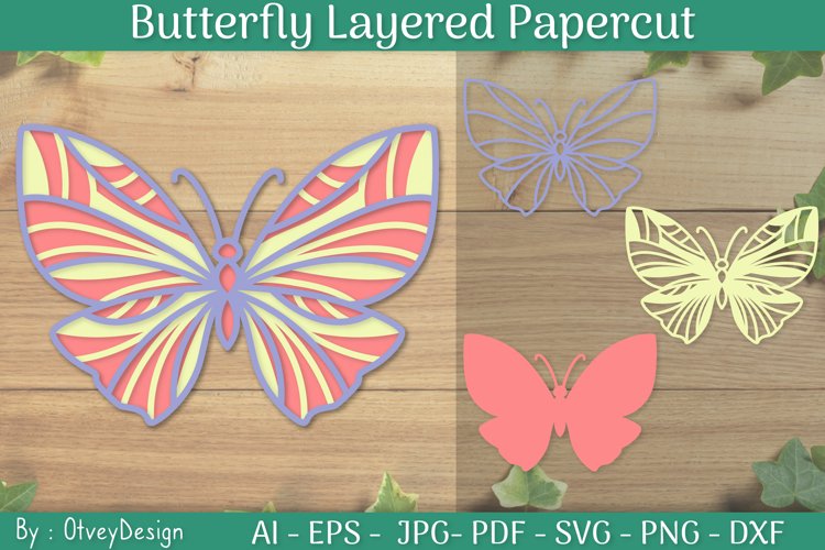 Layered Papercut Butterfly | 3D Butterfly SVG | (2574999)
