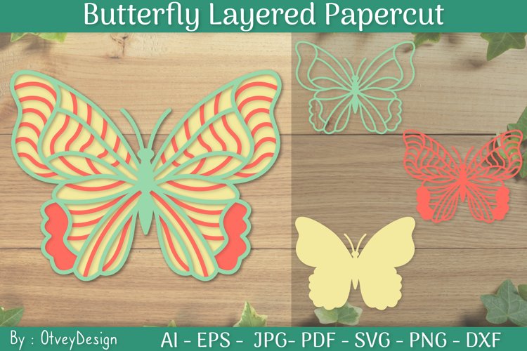 Layered Papercut Butterfly | 3D Butterfly SVG | (2574992)