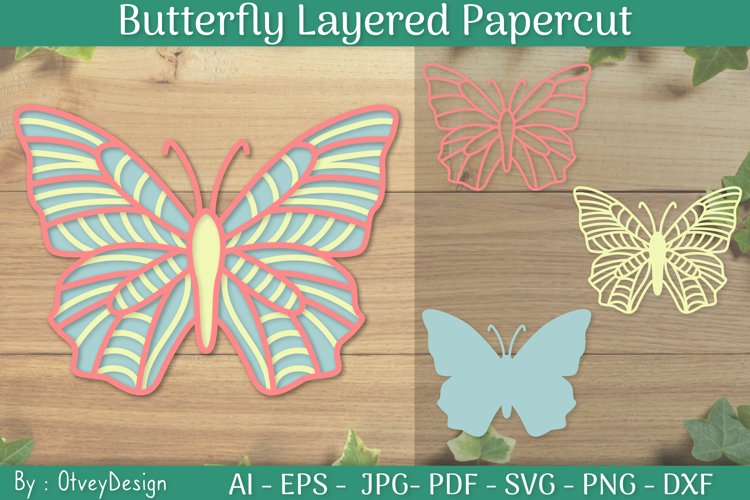 Layered Papercut Butterfly | 3D Butterfly SVG | (2574993)