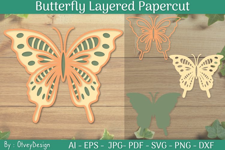 Layered Papercut Butterfly | 3D Butterfly SVG | (2574987)