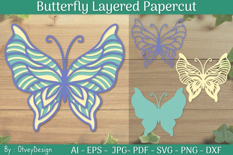 Layered Papercut Butterfly | 3D Butterfly SVG | (2574996)