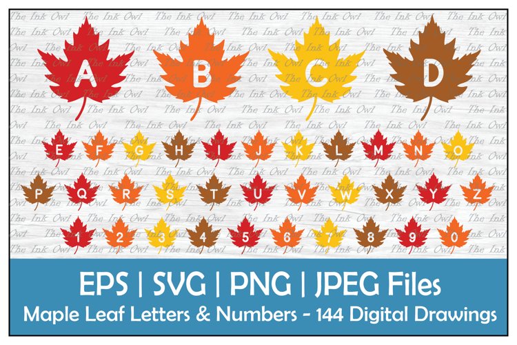 Fall Leaf Alphabet Letter & Number Multi-Color Clipart
