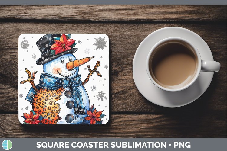 Leopard Snowman Square Coaster Sublimation Coaster Designs