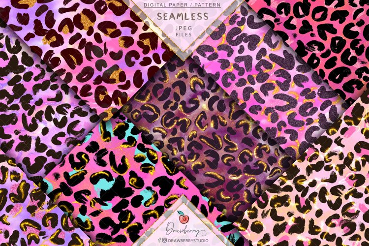 Seamless Leopard Print Digital Paper 8 Glamour Papers DP135
