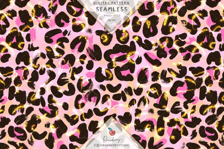 Pink Gold Leopard Print Seamless Pattern SP141