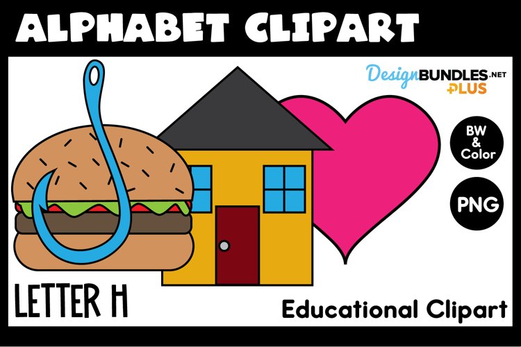 Educational Phonics Clipart, Beginning Sound Hh