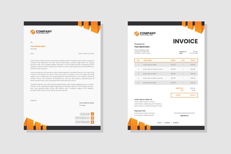 Letterhead & Invoice Corporate Template Vol.25