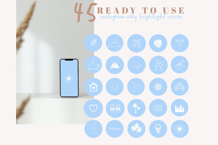 blue minimalist instagram story highlight covers