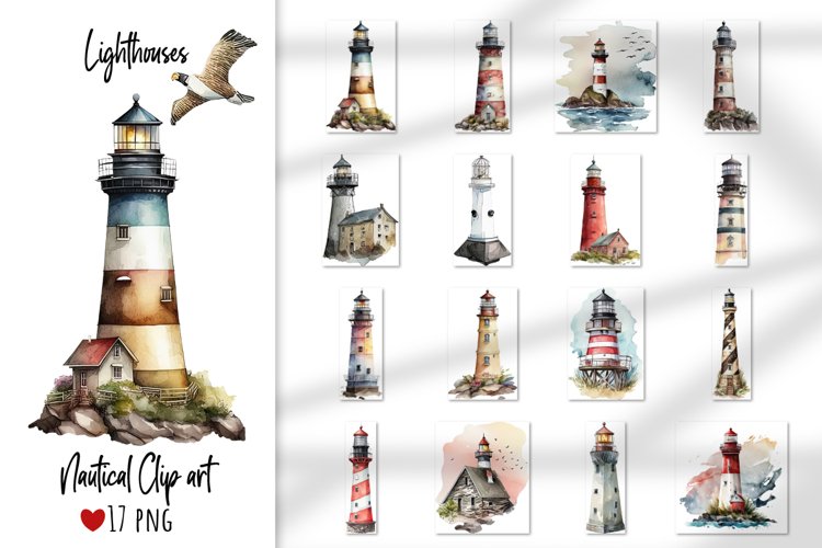 Lighthouses. Nautical Clipart Bundle