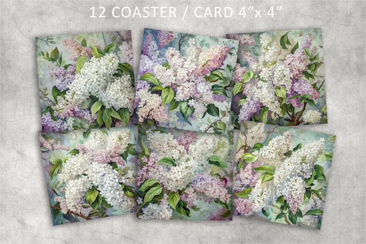 Lilac color images, Collage Sheet for Coasters