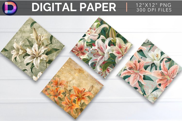 Lily Flower Digital Paper