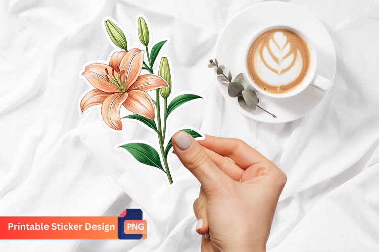 Lily Flower Sticker, Floral Sticker, Lily Blossom Art