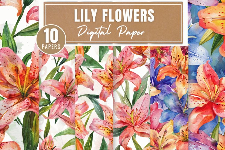 Lily Flowers Digital Paper Bundle