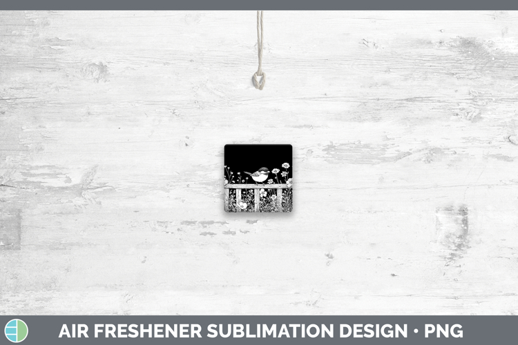 Linocut Cottage Chickadee Square Coaster Sublimation Coaster