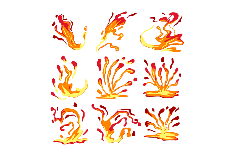 liquid lava set cartoon