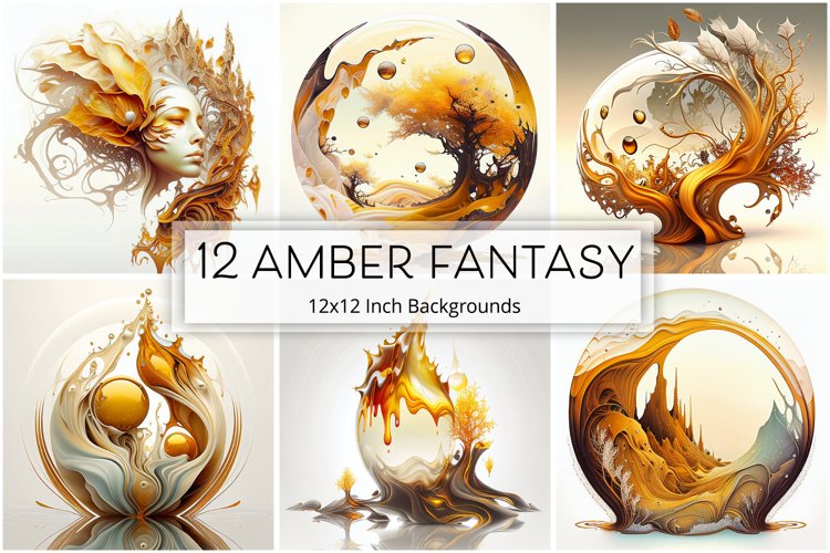 12 Amber Fantasy Digital Paper / Backgrounds 12x12 Inches