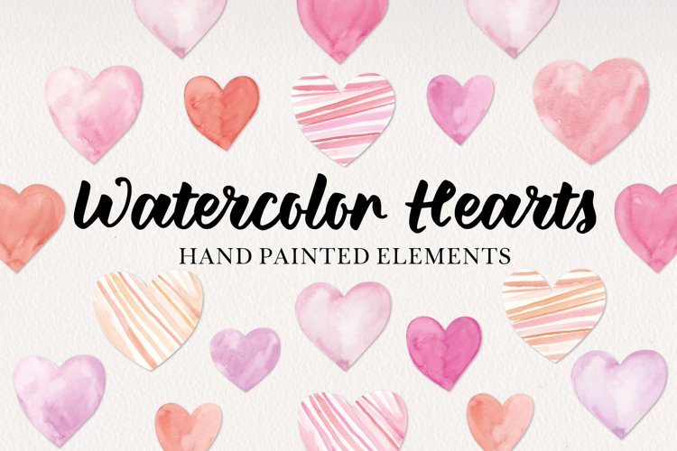 Valentines 16 Watercolor Hearts Hand Painted Pretty Clipart