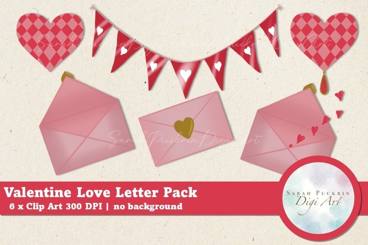 Valentine Love Letter Bundle Clipart PNG no background