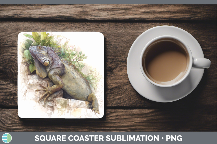 Iguana Lizards Square Coaster Sublimation Design
