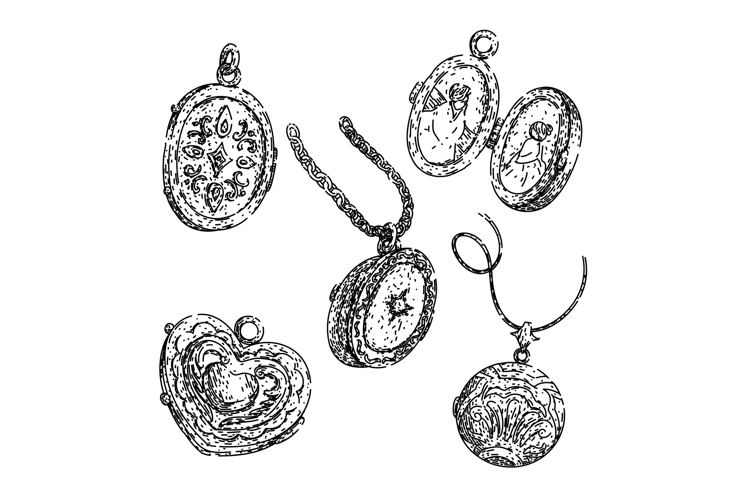 locket set sketch hand drawn (6566728)
