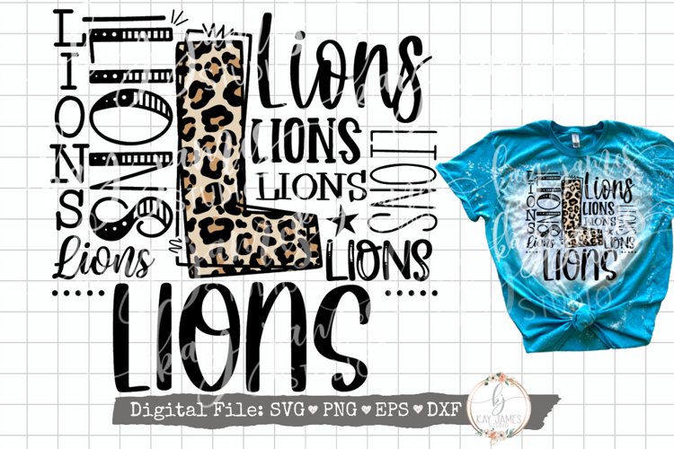 Lions Mascot Typography SVG | PNG | Sublimation