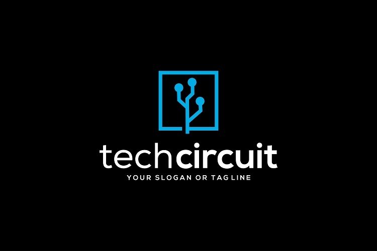 circuit tech logo design vector