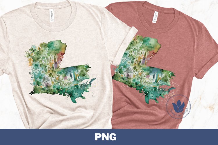Louisiana Map Watercolor PNG Sublimation