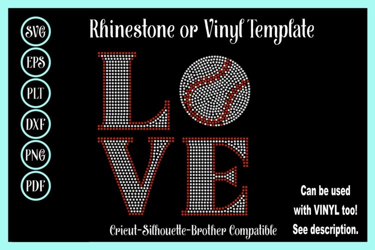 Love Baseball Rhinestone or Vinyl SVG Template