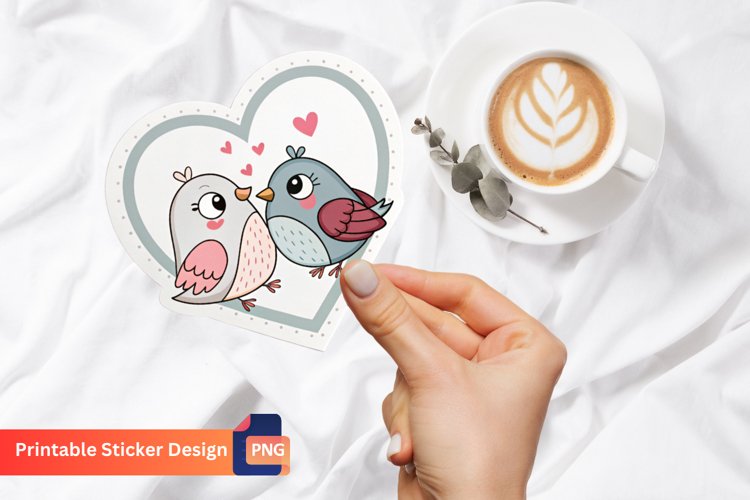 Love Bird Sticker, Printable Valentine's Day Sticker