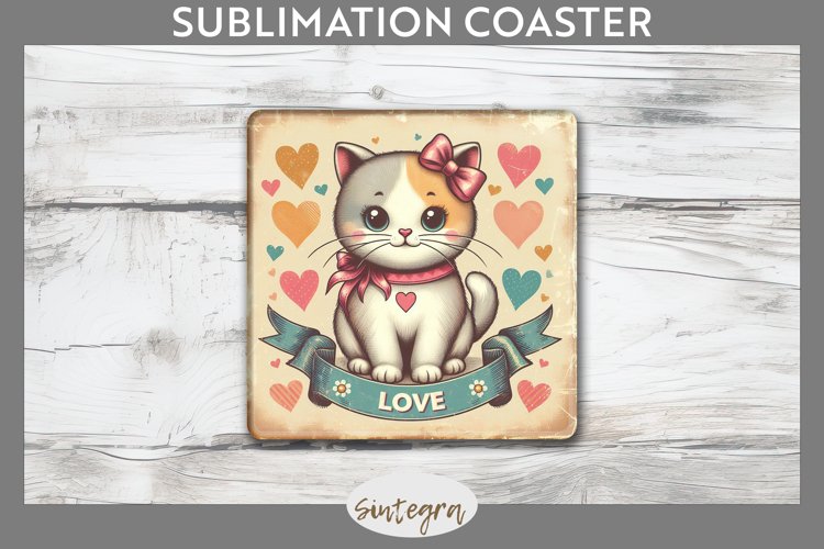Love Cat v11 Square Coaster Sublimation
