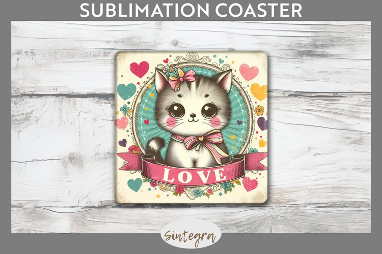Love Cat v14 Square Coaster Sublimation