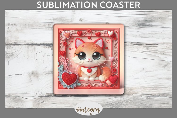 Love Cat v8 Square Coaster Sublimation