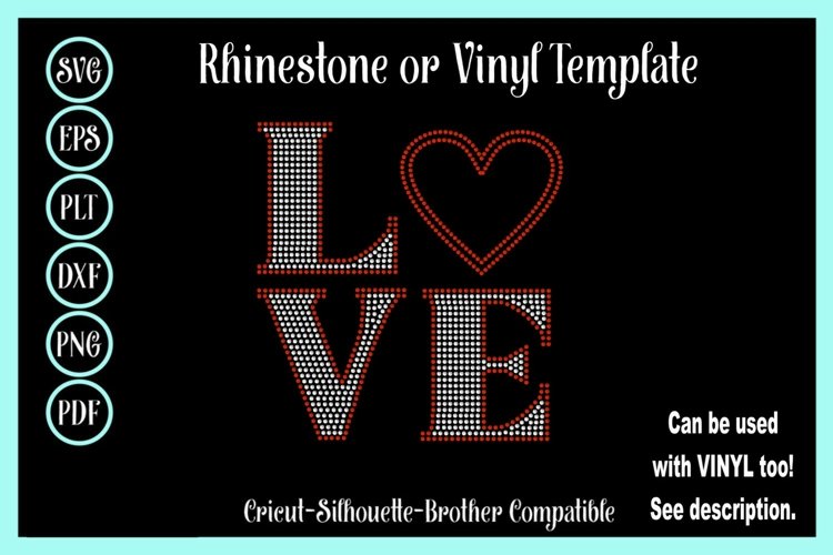 Valentines Day Rhinestone or Vinyl SVG Template - Love Heart
