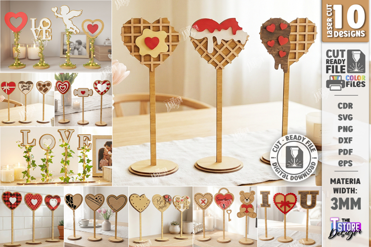 Love Table Stands Laser Cut Bundle | Valentines Table Decor