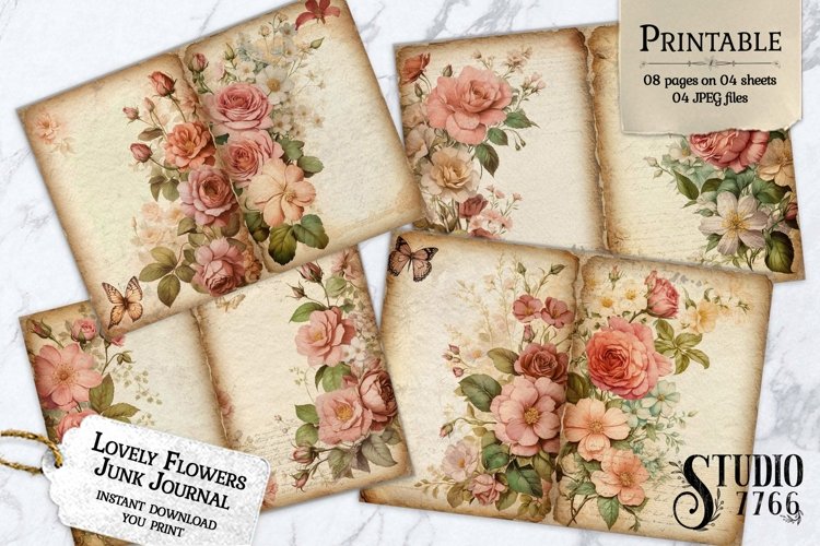 Lovely Flowers Junk Journal Pages