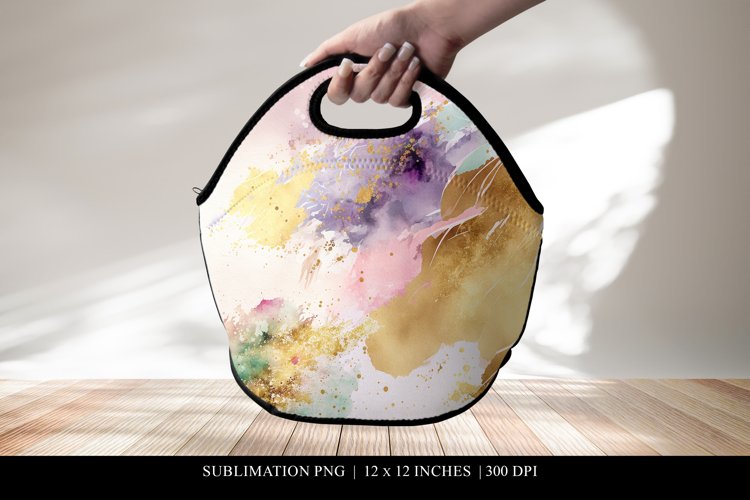 Watercolor Splash Lunch Tote Bag Sublimation Design