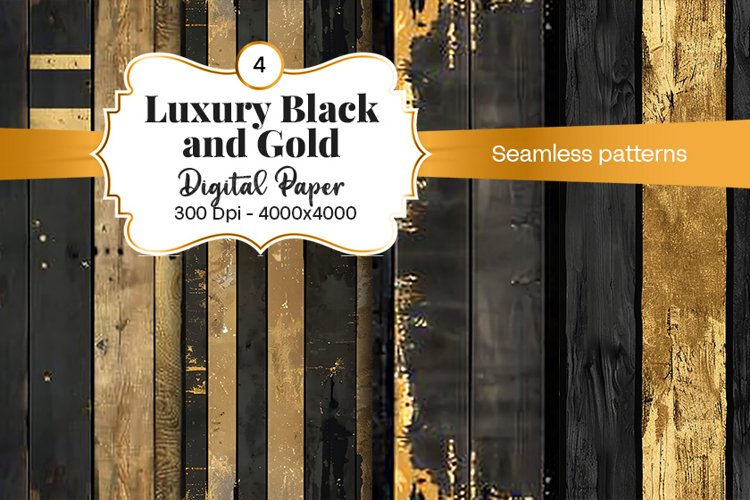 Luxury Black and Gold Pattern Digital Papers
