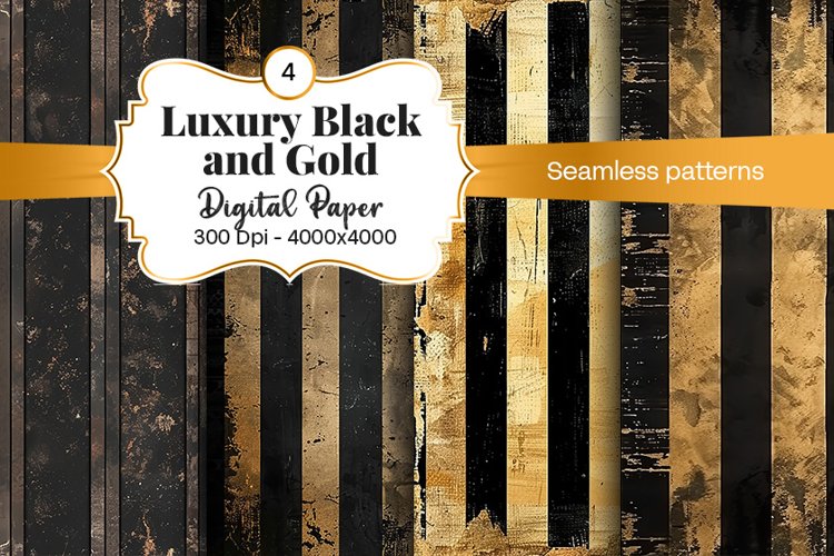Luxury Black and Gold Pattern Digital Papers