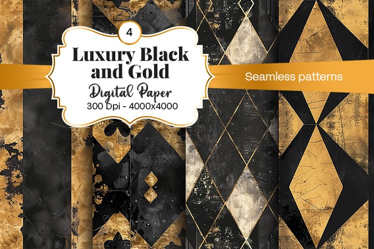 Luxury Black and Gold Pattern Digital Papers