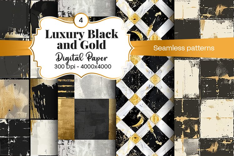 Luxury Black and Gold Pattern Digital Papers