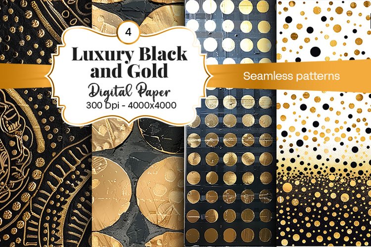Luxury Black and Gold Pattern Digital Papers
